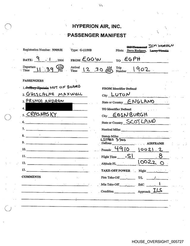 Andrew took flights on Epstein’s private jet, newly-released documents show