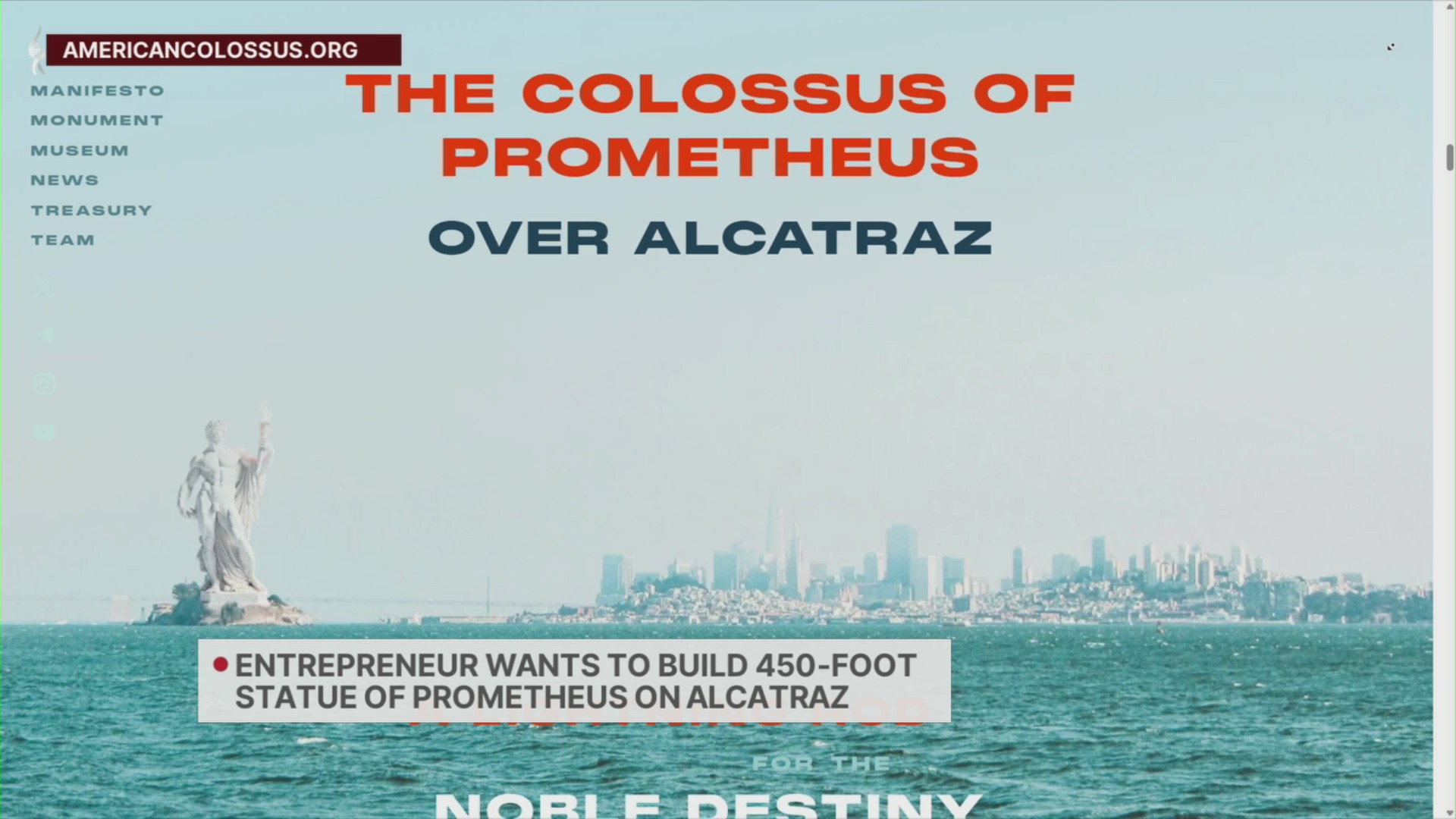 Crypto entrepreneur proposes 450-foot statue of Prometheus on Alcatraz