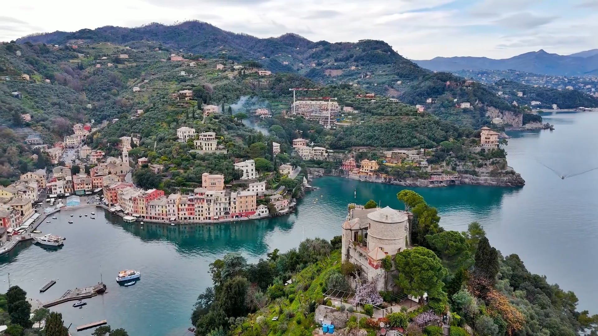 Portofino: Drone Flight Over The Colorful Italian Riviera Village