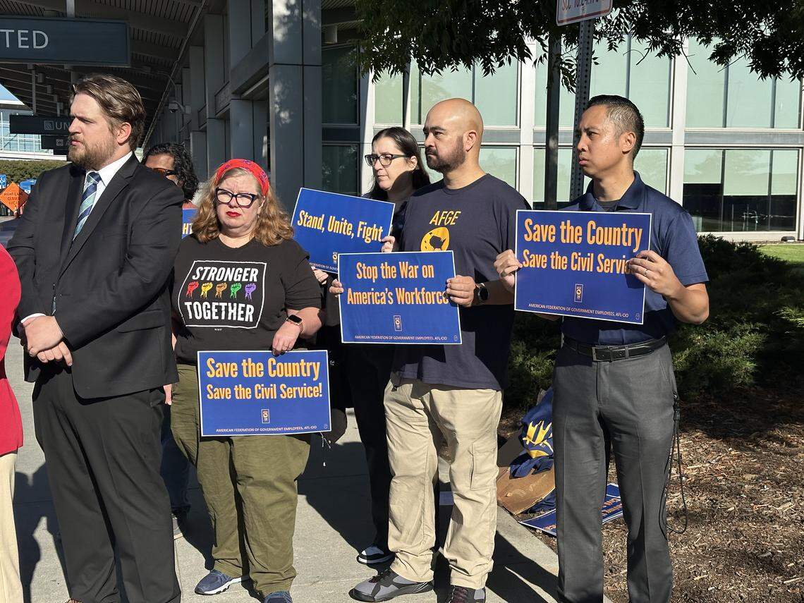Federal workers protest at Sacramento Airport amid ongoing government ...