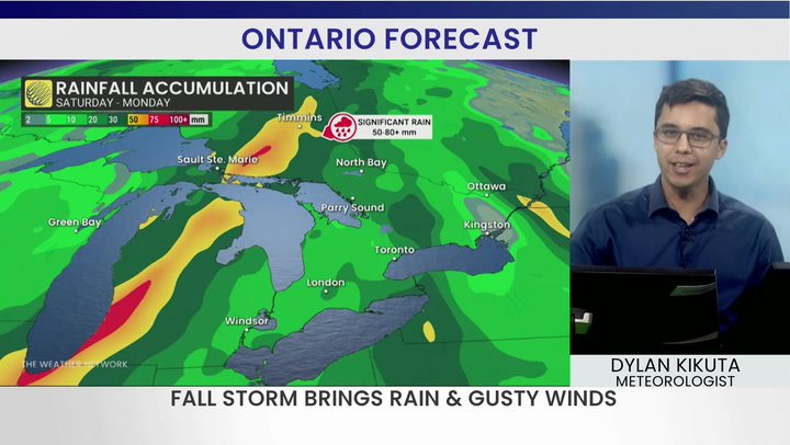 Weekend fall storm throws heavy rain and strong winds at Ontario