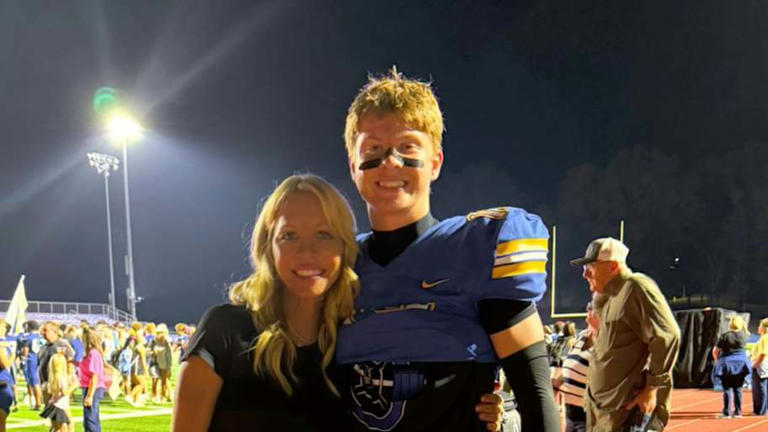 Lane Kiffin’s wife Layla rocks ripped jeans posing with son Knox at HS ...