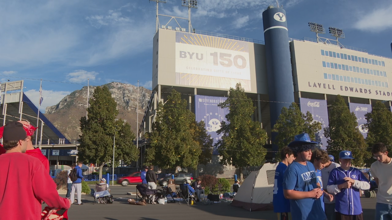 Fans camp out the night before BYU vs Utah showdown