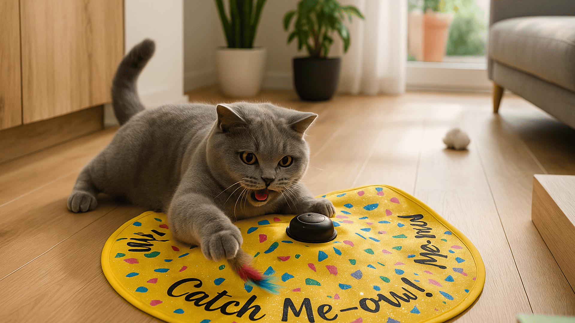 Playful Cat in Action – Catch Me-ow Game Time