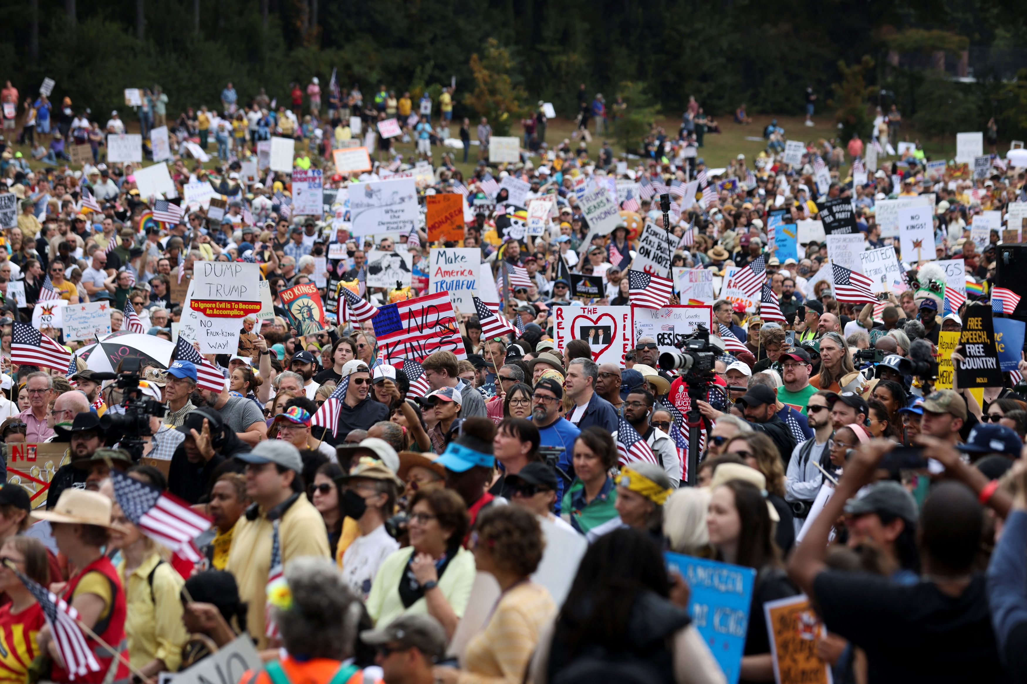 Large crowds gather across the country for ‘No Kings’ protests of Trump