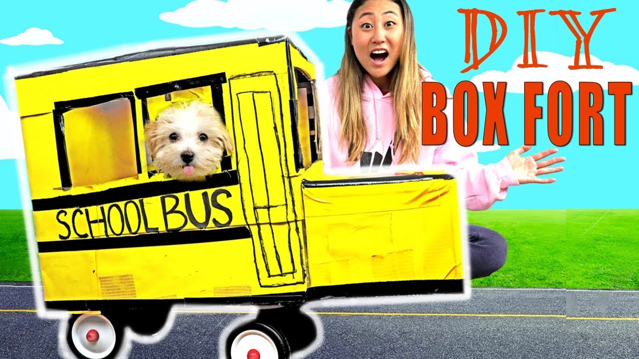 DIY box fort school bus! 📦🚌 (It actually works!)