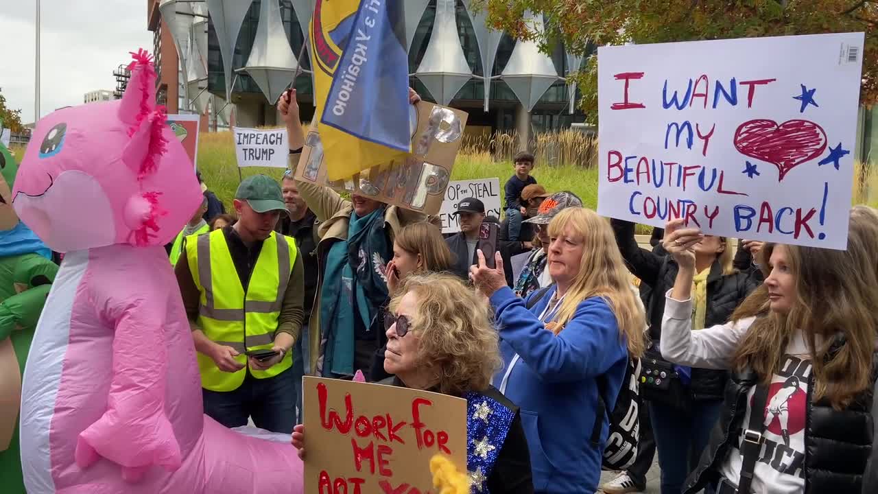 Frogs Against Fascism join the No Kings protest against Trump at the US ...