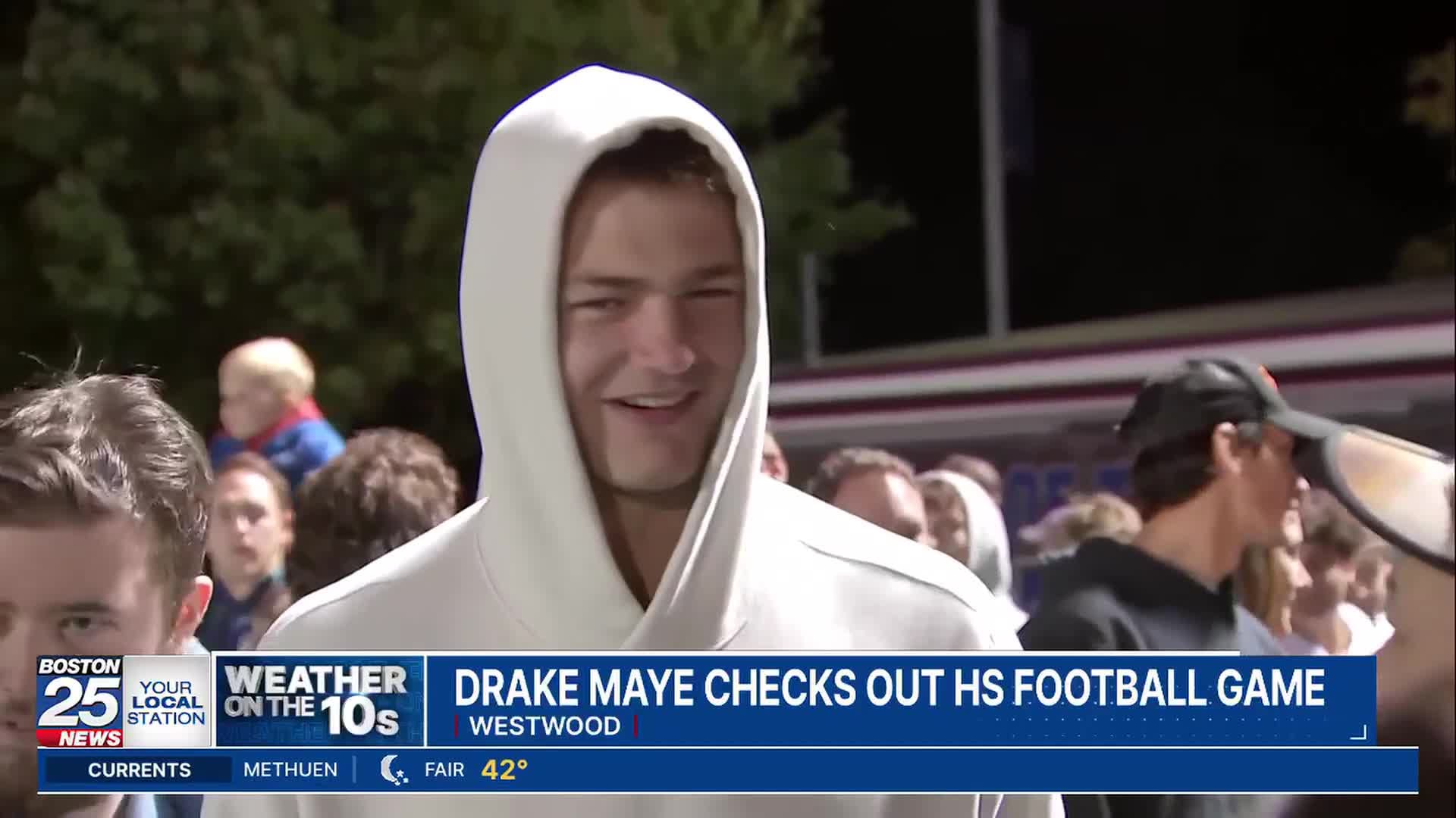 Patriots quarterback Drake Maye attends local high school football game