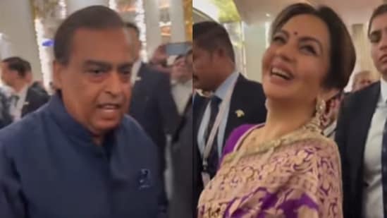 Mukesh Ambani says 'come come beta' as Nita Ambani smiles while wishing ...