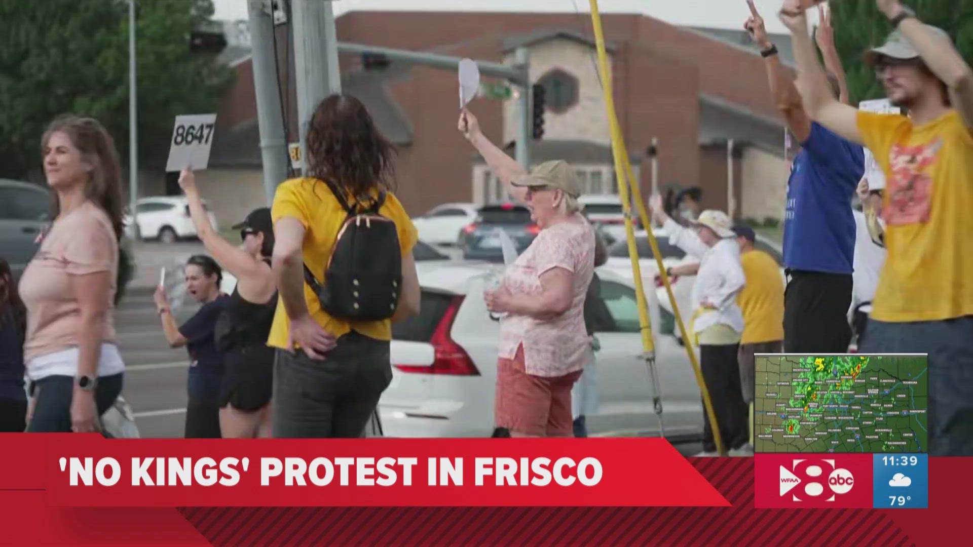Rain starting to come down at No Kings Protest in North Texas