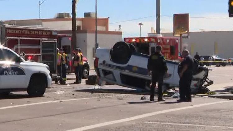 2 Phoenix officers taken to hospital after rollover crash