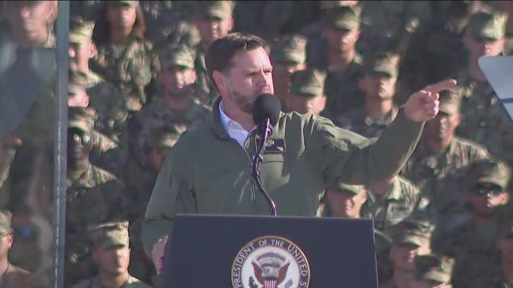 Vice President JD Vance speaks from Camp Pendleton as part of Marine ...