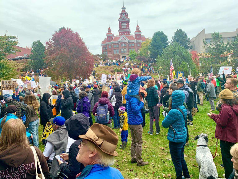Thousands rally at Bellingham No Kings protest against Trump administration