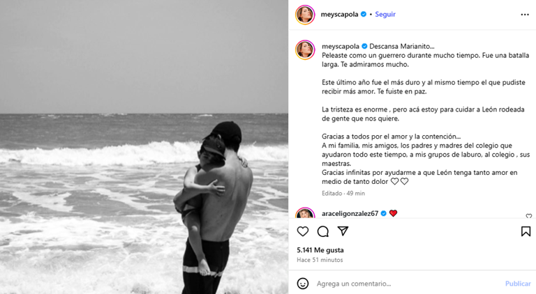 Mercedes Scápola lloró la pérdida de su expareja, Mariano Castro, con un mensaje desgarrador ...