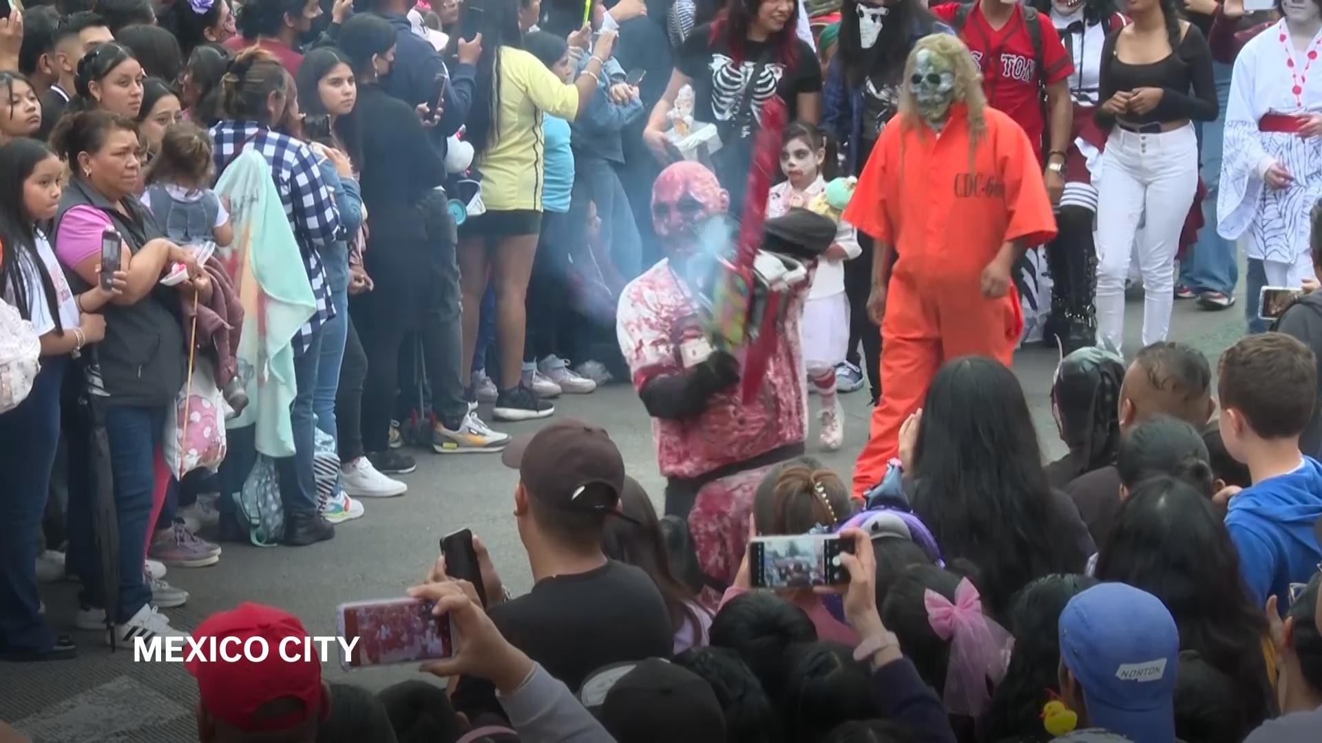 Zombies take over one of Mexico City's main avenues in annual march