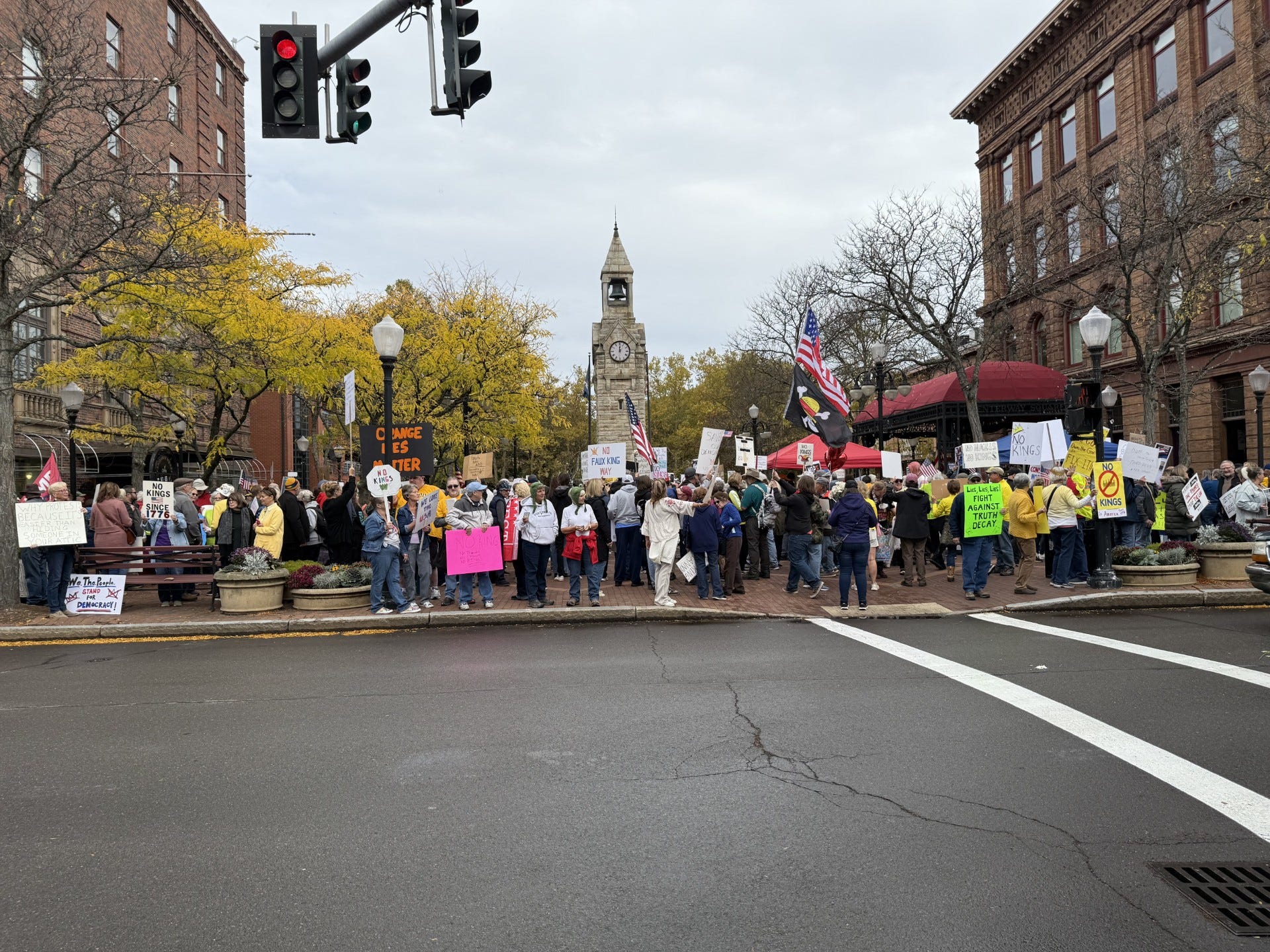 Hundreds fill Centerway Square in Corning for No Kings event ...