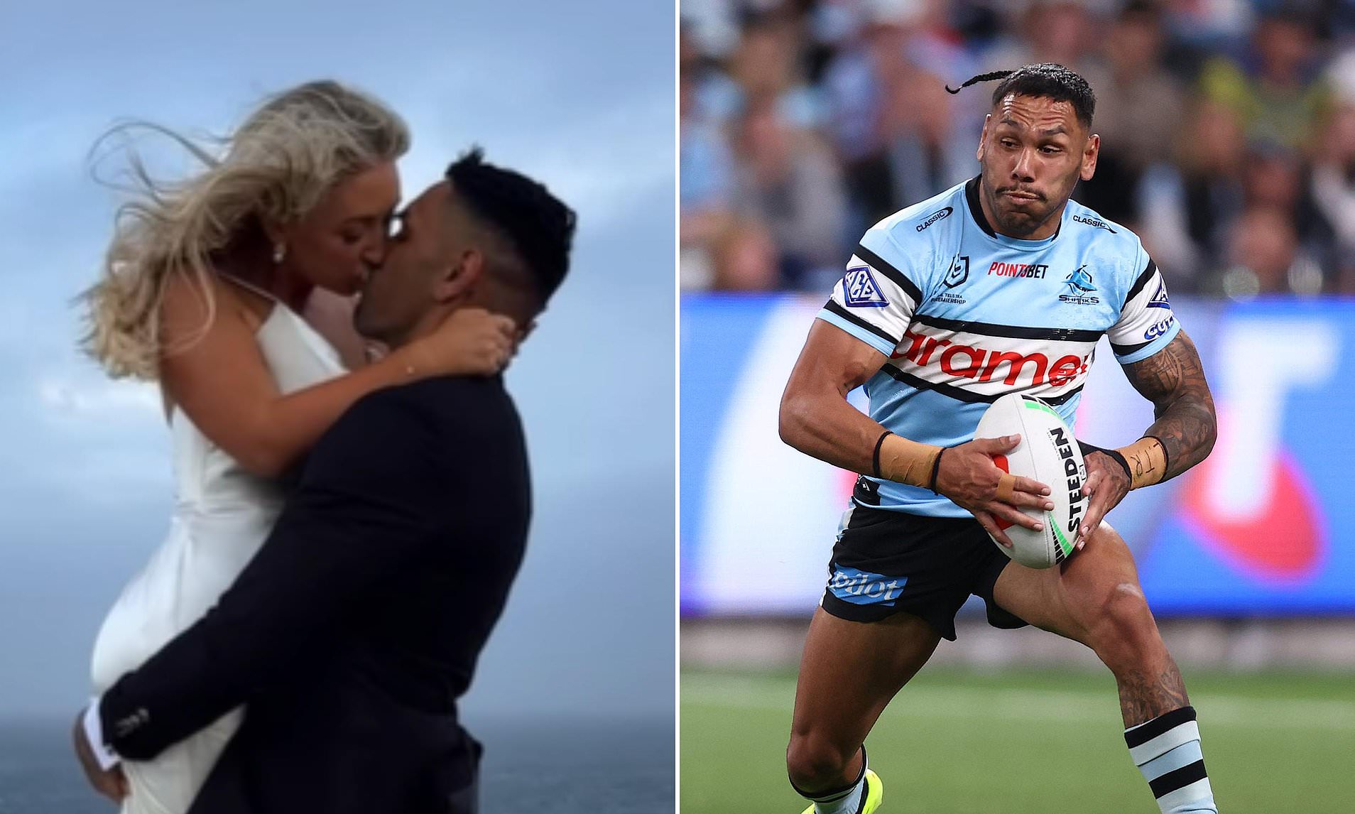 Footy star marries partner in dream wedding after emergency birth of ...