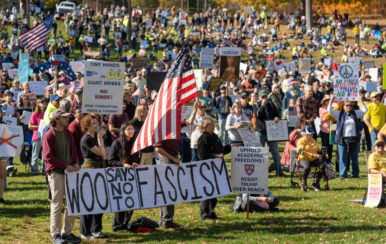 Thousands pack Institute Park for Worcester's 'No Kings' protest