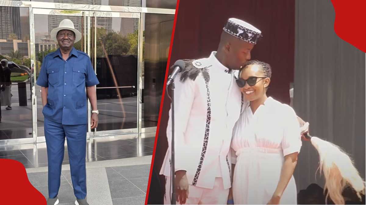 Raila Odinga's son Junior lovingly introduces beautiful wife during dad's burial: "My sweetheart"