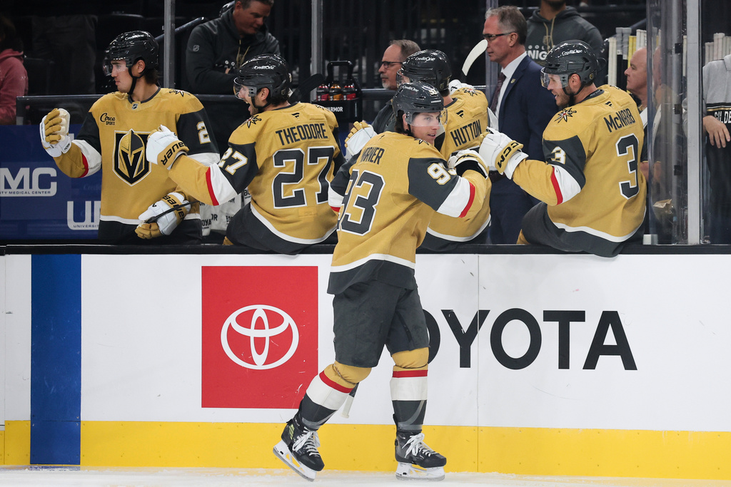 Marner scores first goals as a Golden Knight in 6-1 win over Flames ...