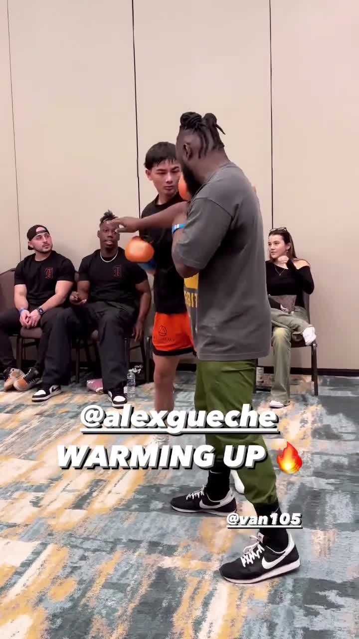Alex Gueche back stage warming up before fight on Jake Paul card