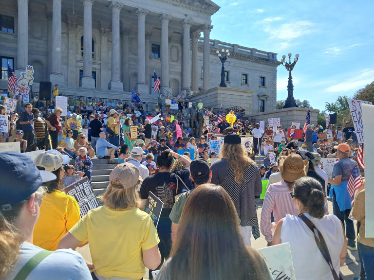 Thousands gather, march during ‘No Kings’ rally outside SC State House