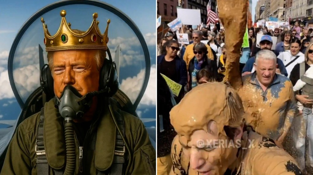 Donald Trump posts AI video of himself as king bombing protesters with ...