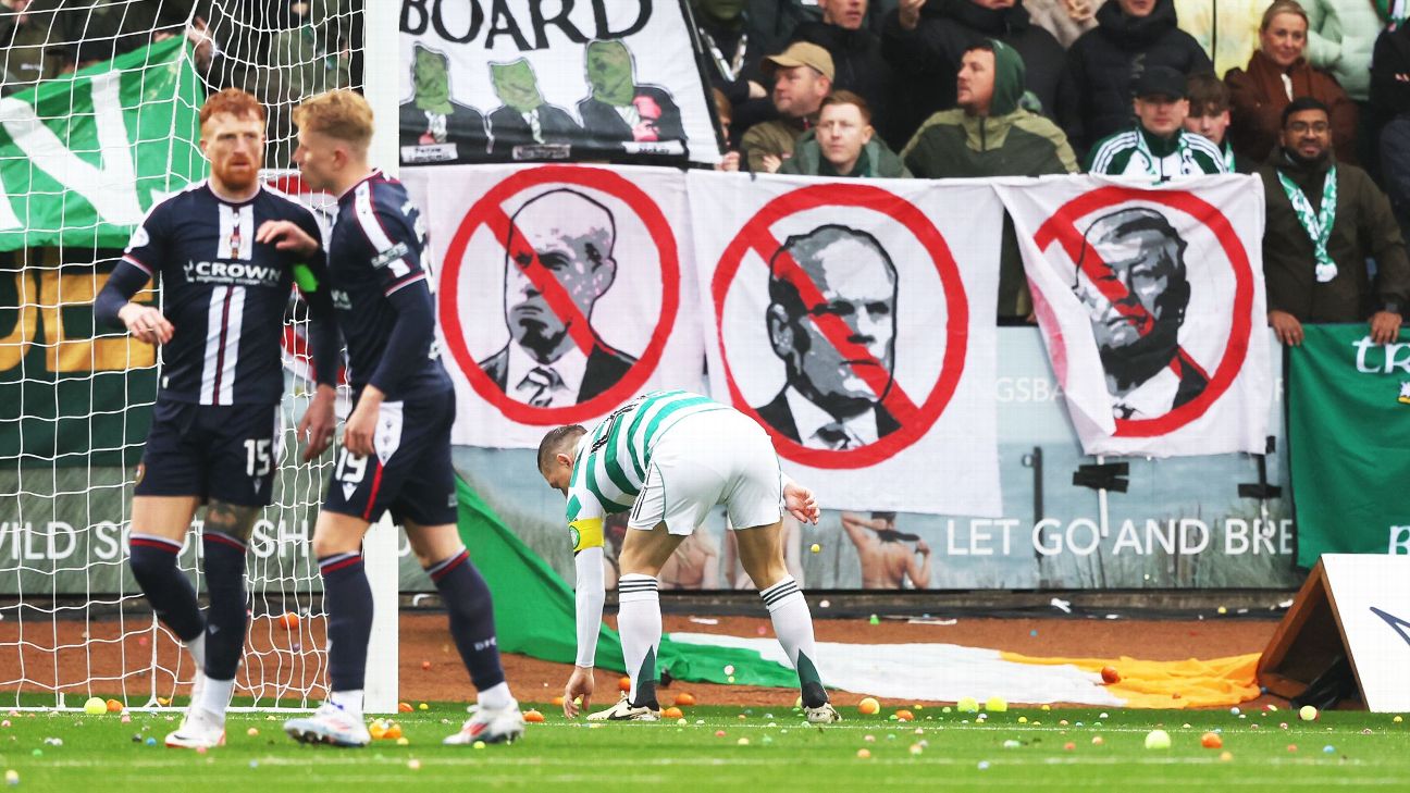 Dundee vs. Celtic halted after fans throw balls onto pitch