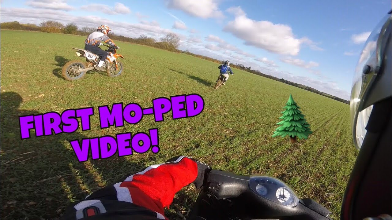 Testing my new moped on a muddy open field