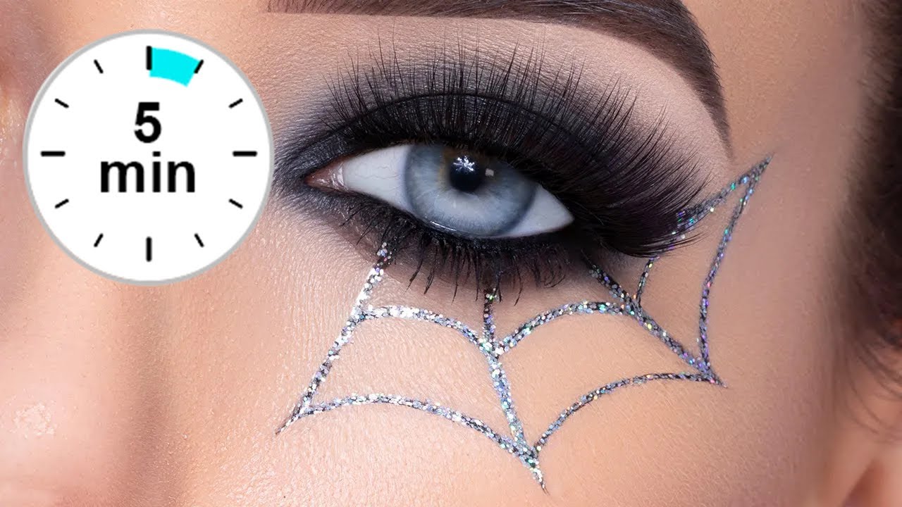 5 minute Halloween spiderweb glitter tutorial