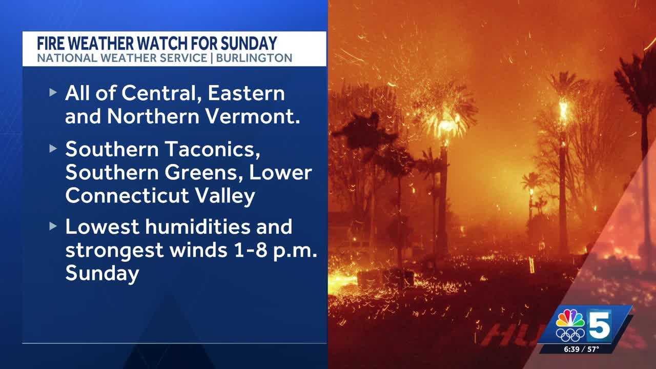 National Weather Service issues fire warning in Vermont Sunday