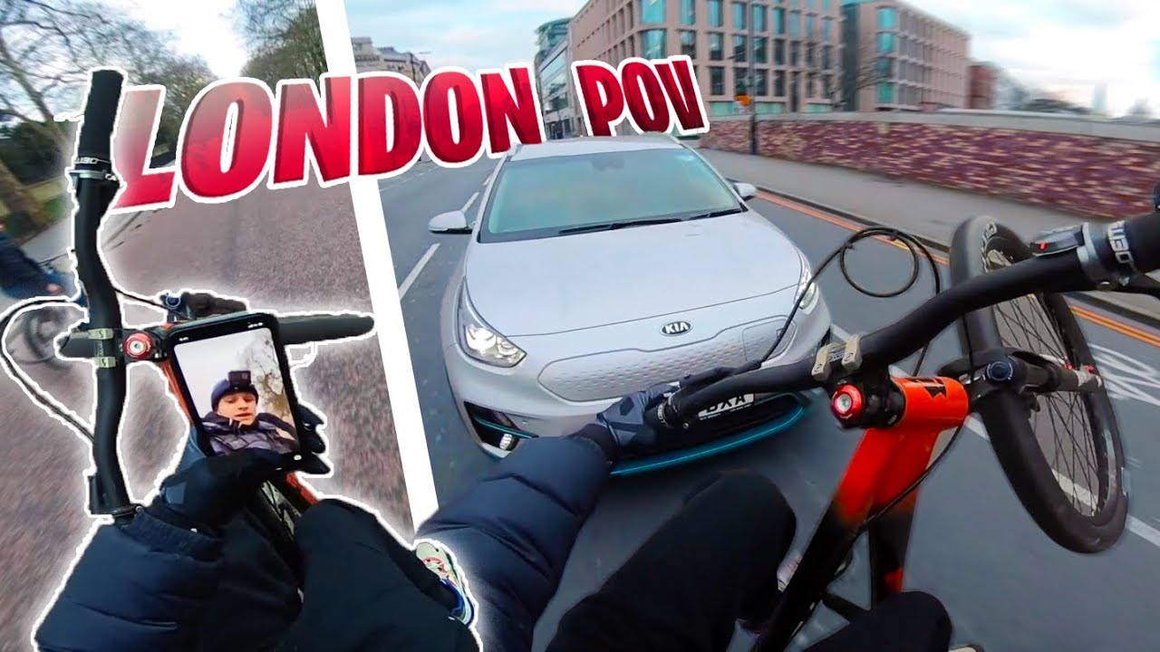 Insane GoPro POV wheelies in London close call