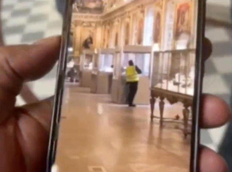 Louvre robbery footage captures thief cutting into jewel case with saw ...