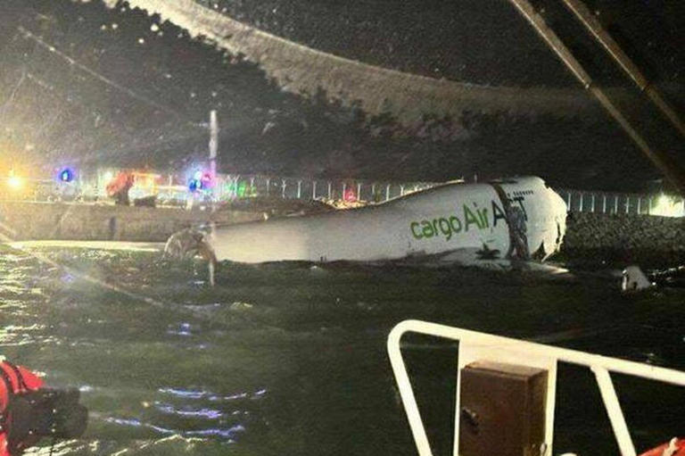 Hong Kong airport tragedy as plane skids off runway and crashes into sea