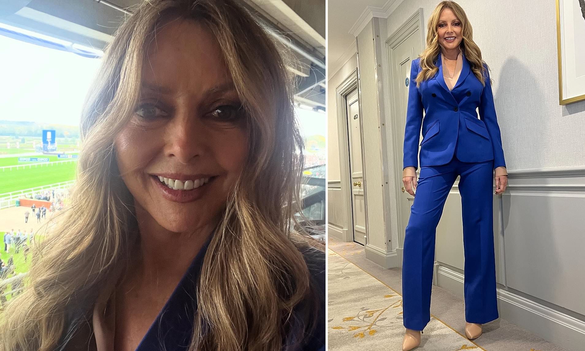 Carol Vorderman, 64, enjoys a day at the races with friends after ...