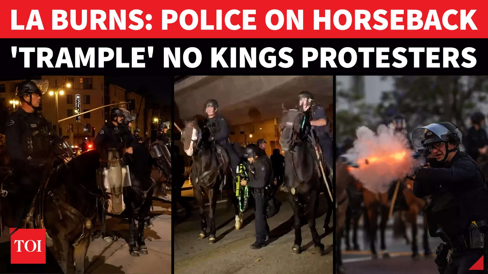 No Kings Rally Explodes: Mounted LAPD Officers Charge, Use Batons To ...