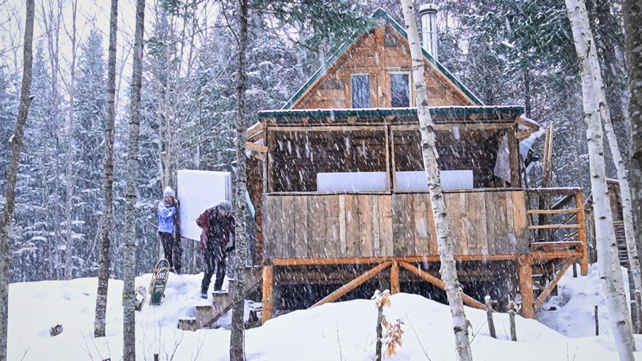 Fixing our biggest cabin mistake | Enjoying a beautiful ice storm ...