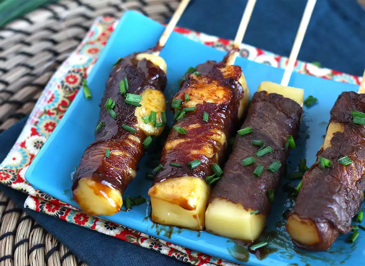Yakitori rundvleesspies met kaas