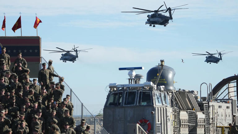 Live-fire blast over I-5 during Marine Corps celebration damages CHP ...