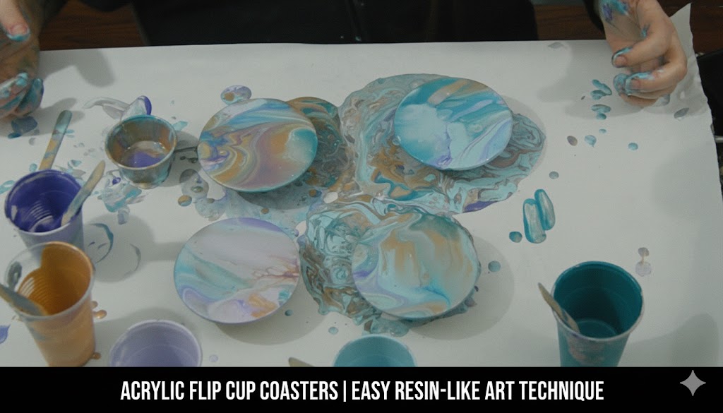 Acrylic Flip Cup Coasters | Easy Resin-Like Art Technique