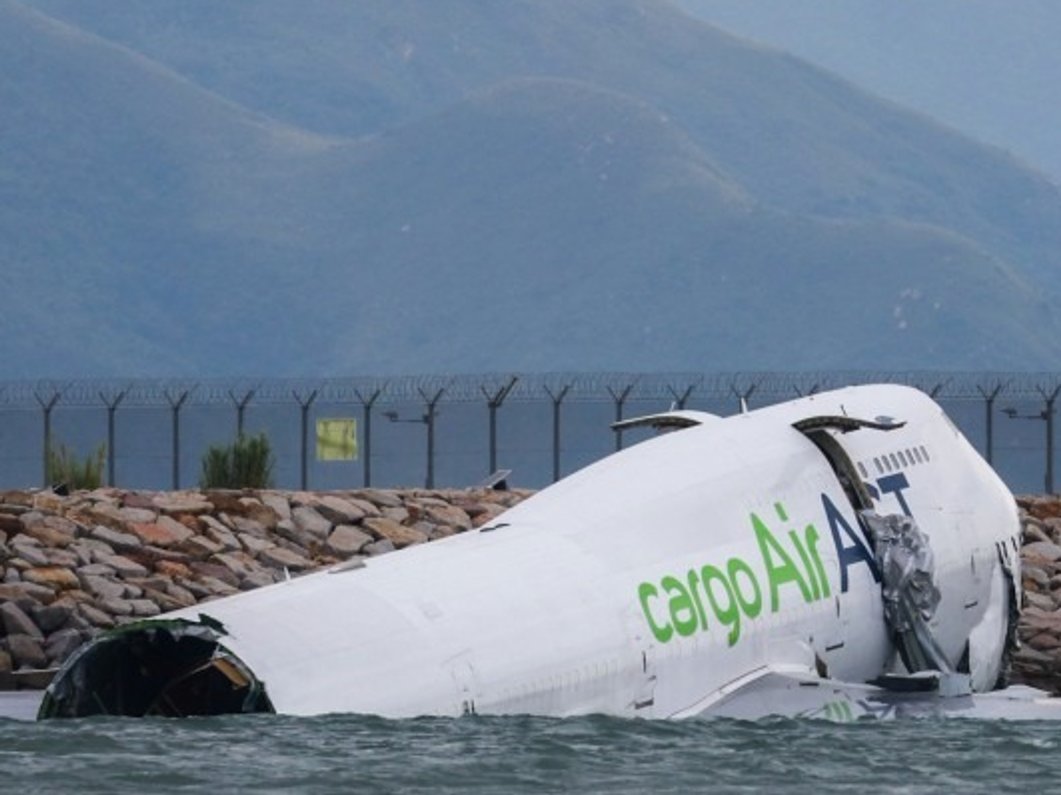 Aircraft skids off runway and crashes into the sea
