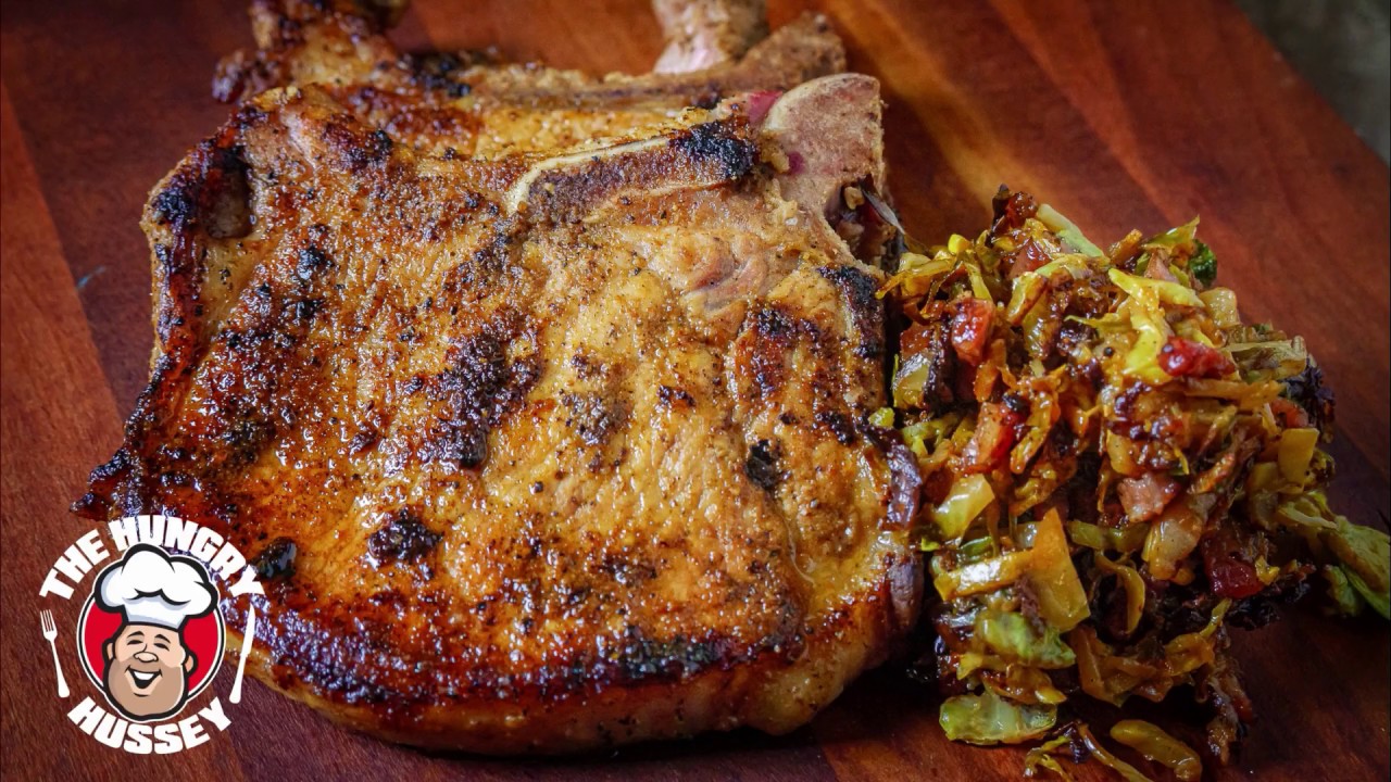 Healthy pork chops with a Brussels sprout twist