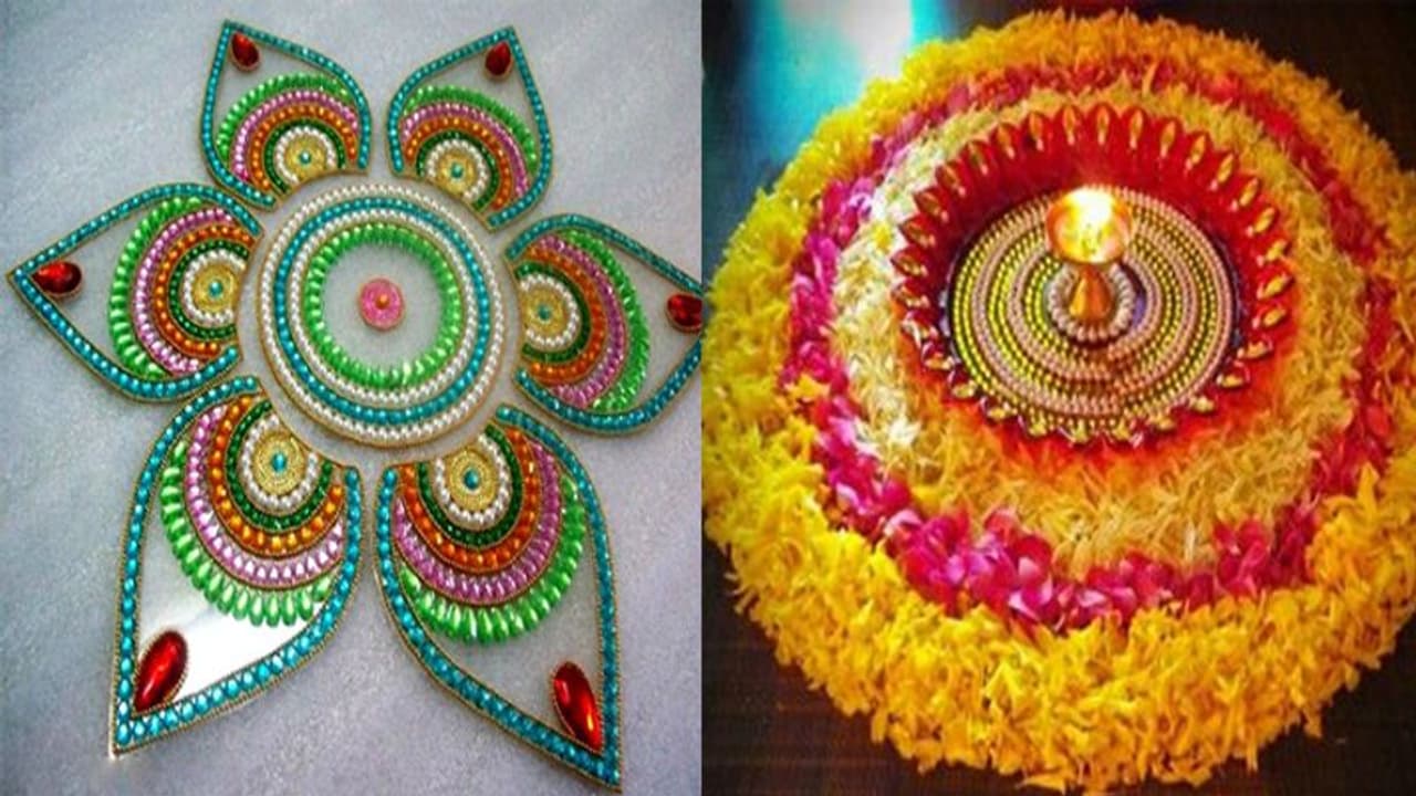 Diwali rangoli design: This Diwali, try mirror work to terracotta paan ...
