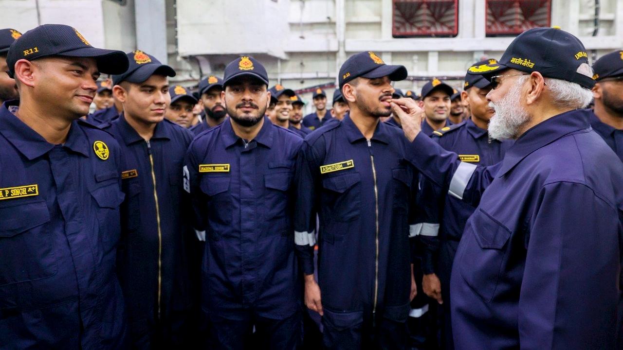 PM Modi celebrates Diwali with Navy personnel onboard INS Vikrant