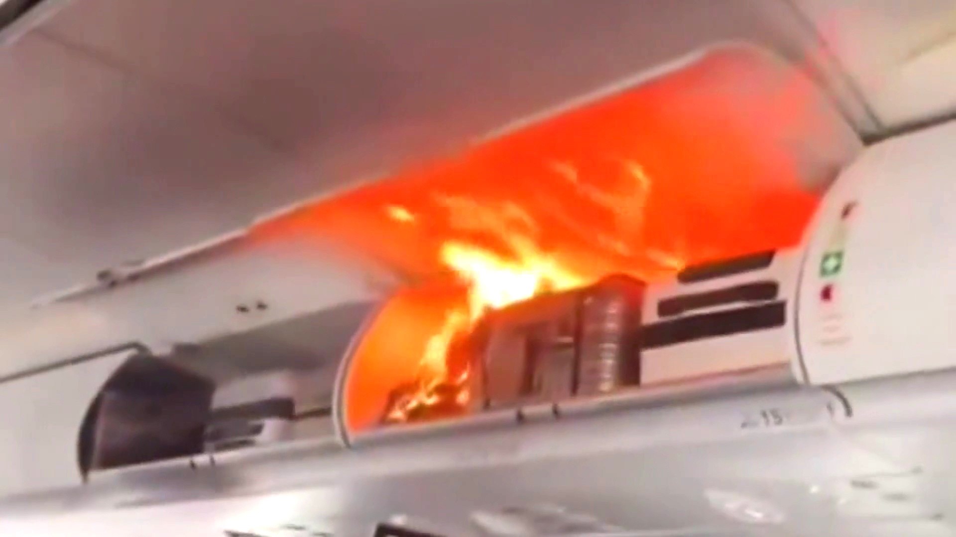 Lithium Battery in Plane Overhead Bin Bursts Into Flames Midair