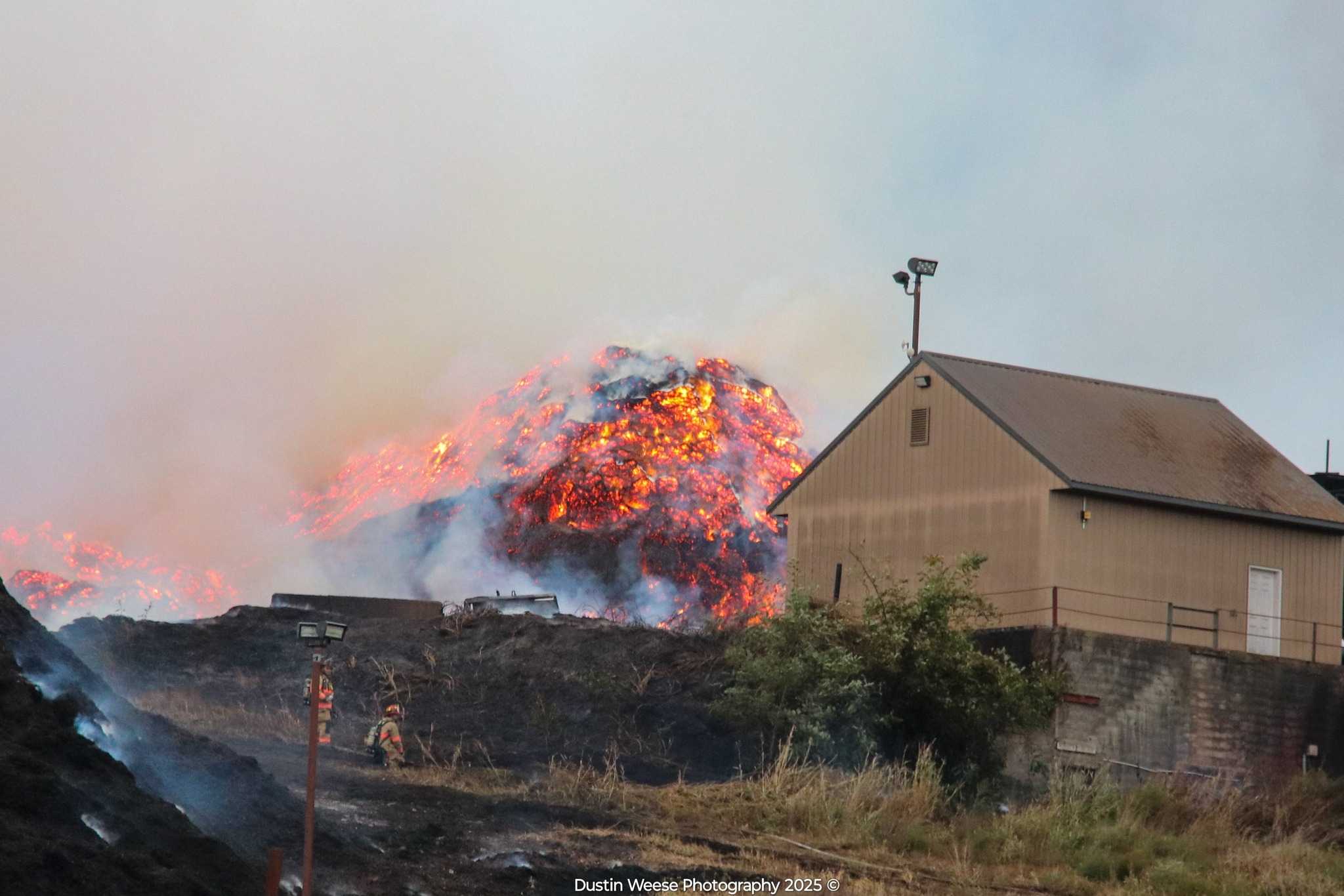 Company responds after large mulch pile goes up in flames