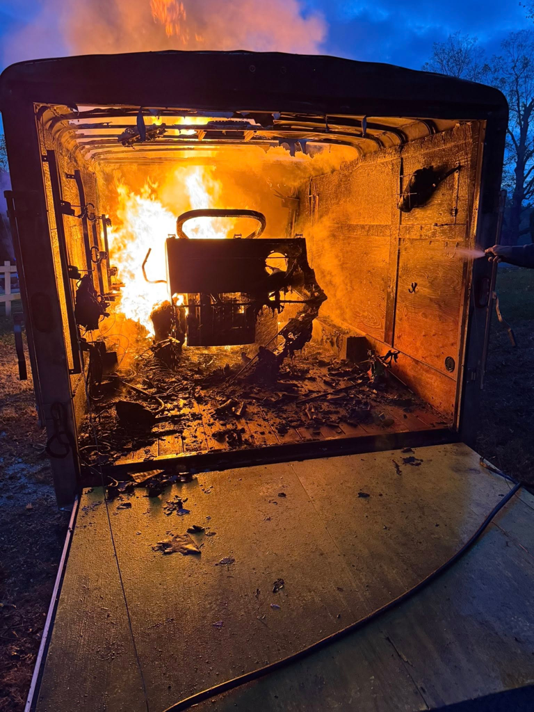 Crews put out cargo trailer fire on Reimers Road in Monson