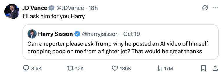 Why Is Vance Fighting With a 23-Year-Old Over Trump’s AI Poop Video?