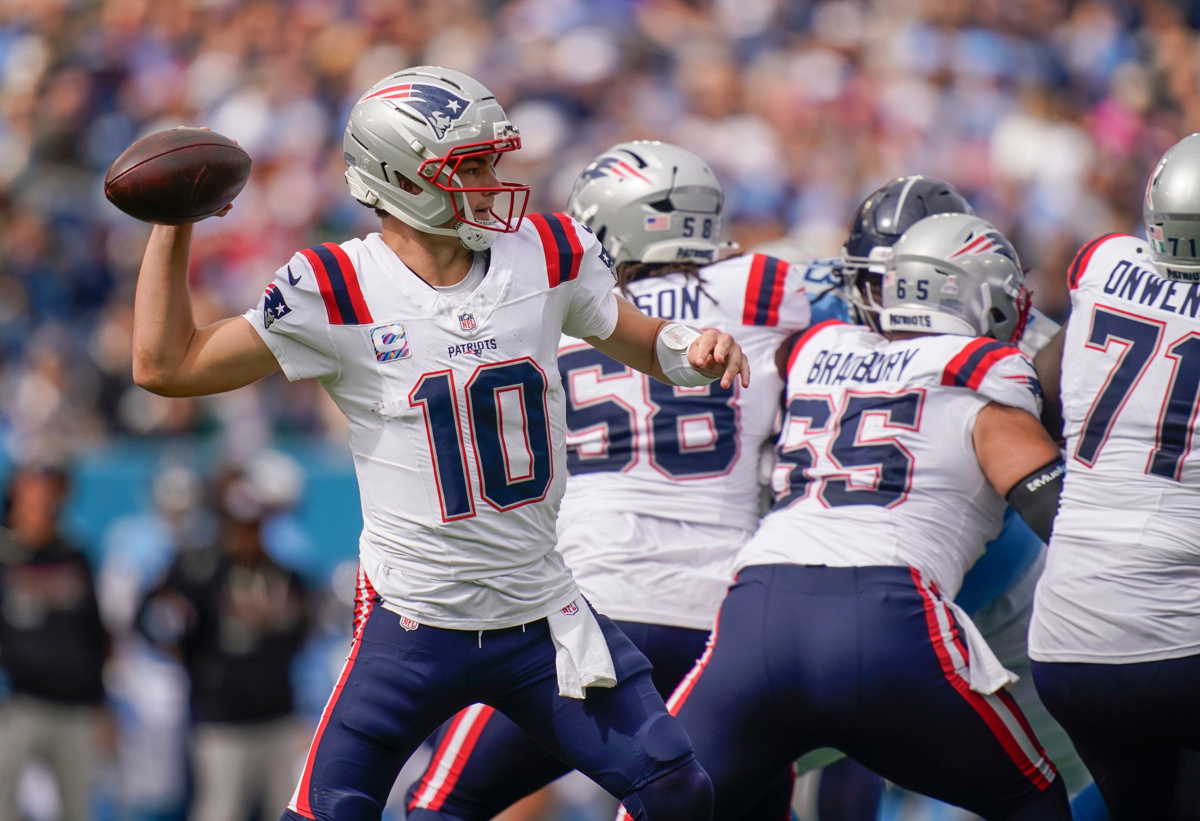 Drake Maye sets a New England Patriots franchise record during Sunday's ...