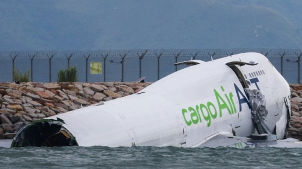 Aircraft skids off runway and crashes into the sea